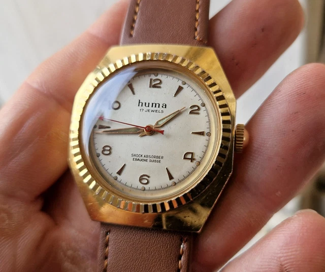 *XL* ANCIENNE MONTRE Huma Genève Or Mécanique As 1220 Vintage Rare ...