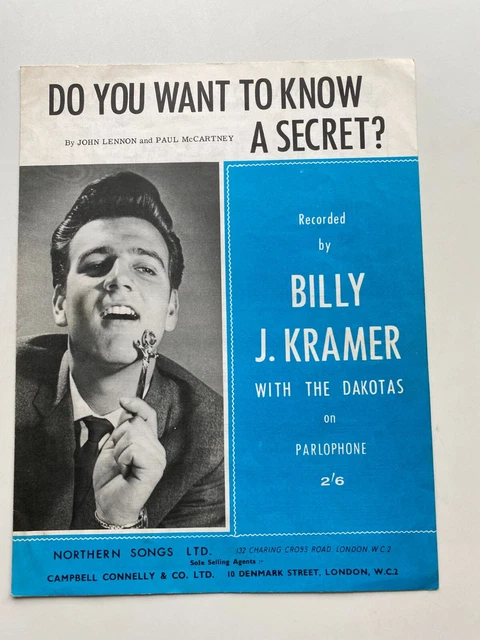 BILLY J KRAMER 1963 Sheet Music Beatles Song Sheet Do You Want To Know ...