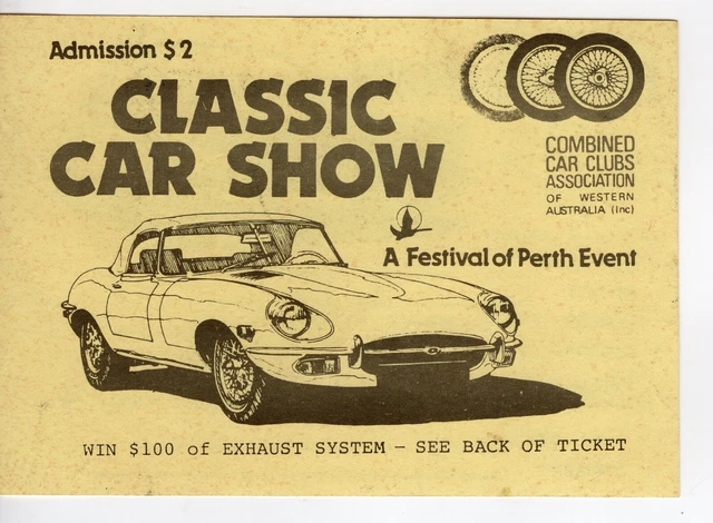 CLASSIC CAR SHOW Entry Ticket Festival of Perth £3.12 - PicClick UK