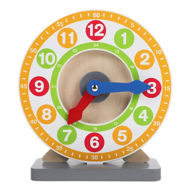WOODEN TEACHING CLOCK Math Learning Teaching Clock Learning Time Clock ...