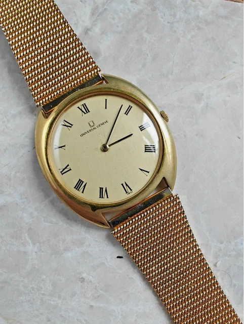 UNIVERSAL GENEVE &WHITE Shadow" Case, Ultra Thin Rare, 18K Gold Plated ...