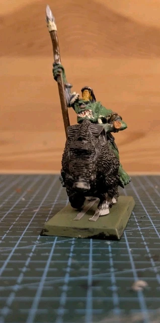 SAVAGE ORC BOAR Boy Spearman Metal OOP Painted Rare Warhammer Games ...