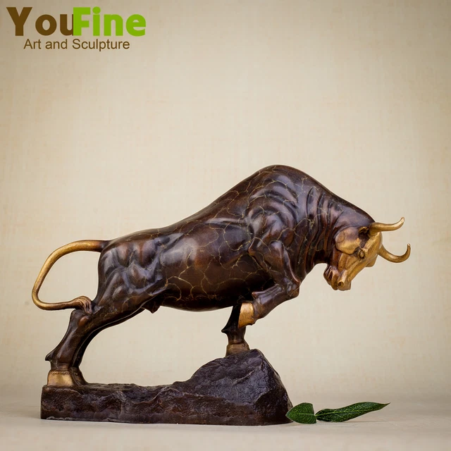 BRONZE FIGHTING BULL Statue Charging Bull Bronze Sculpture For Home ...