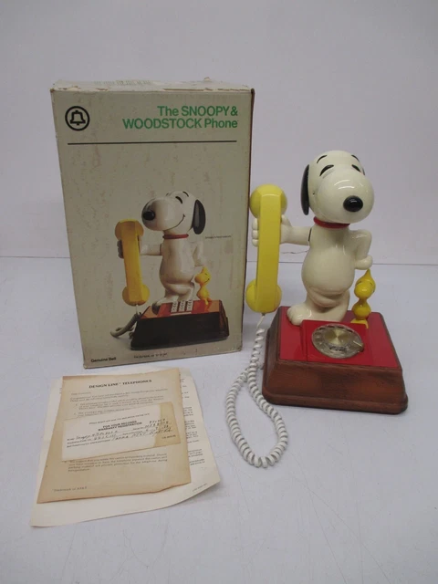 VTG 1976 PEANUTS Snoopy & Woodstock Rotary Dial Telephone Phone Working ...