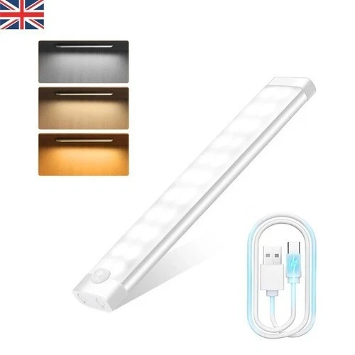 LED PIR MOTION Sensor Strip Light USB Rechargeable Magnetic Cabinet ...