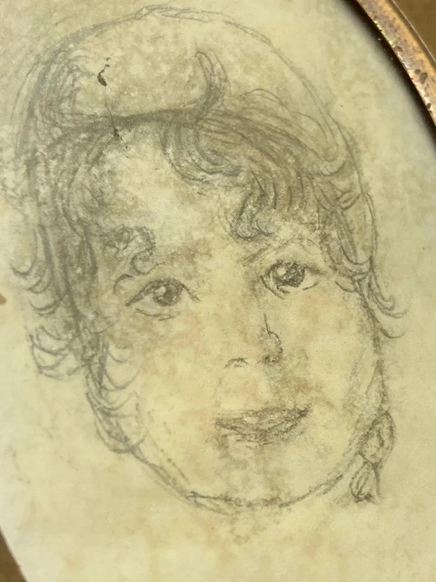 ANTIQUE STUDY OF infant portrait , original drawing, framed,glazed £71. ...