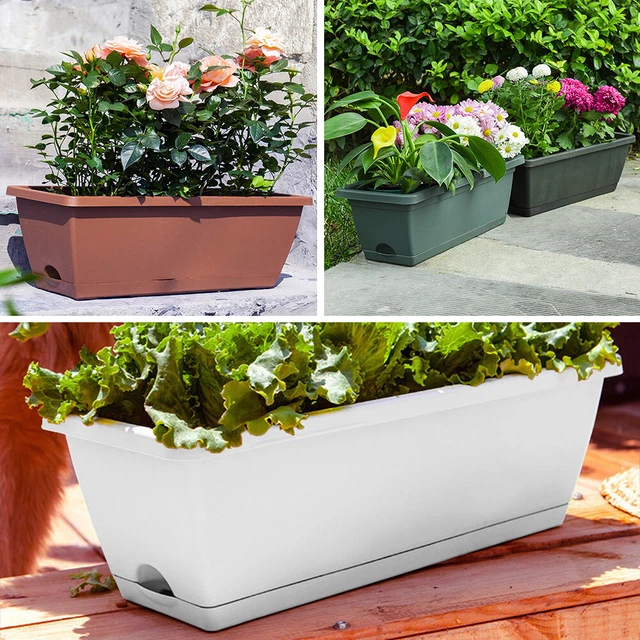 5PCS TROUGH PLANT Pot Long Plastic Planter Outdoor Garden Window Herb ...