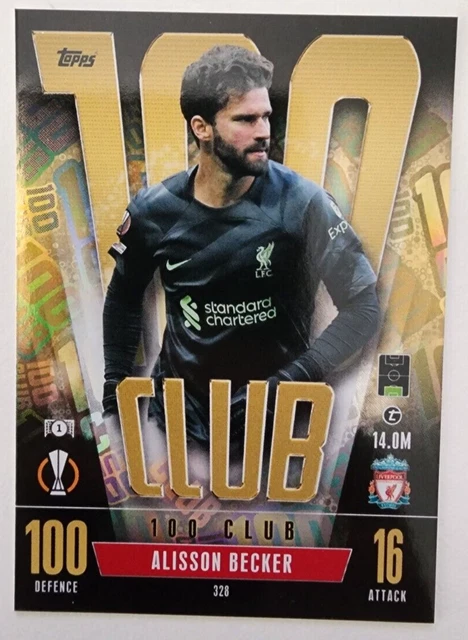 2024 MATCH ATTAX Extra UEFA Alisson Becker 100 Club Foil Card #328 ...