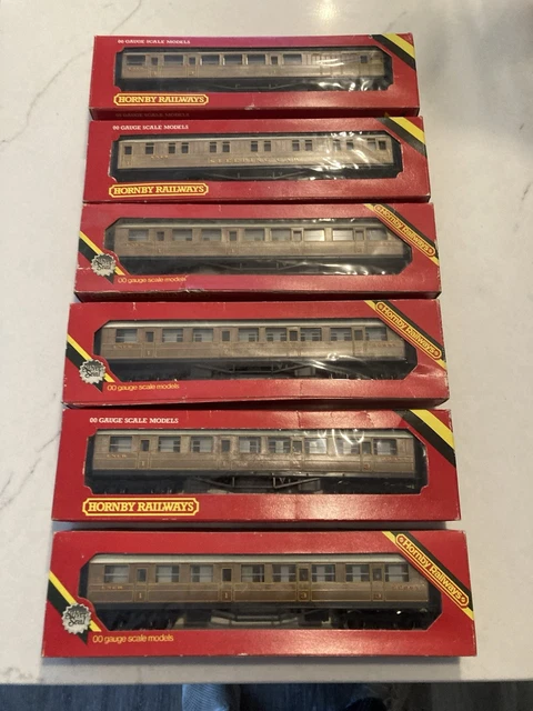 HORNBY OO GAUGE R435 X 4, R448 Sleeping Car, R436 Brake Carriages Boxed ...