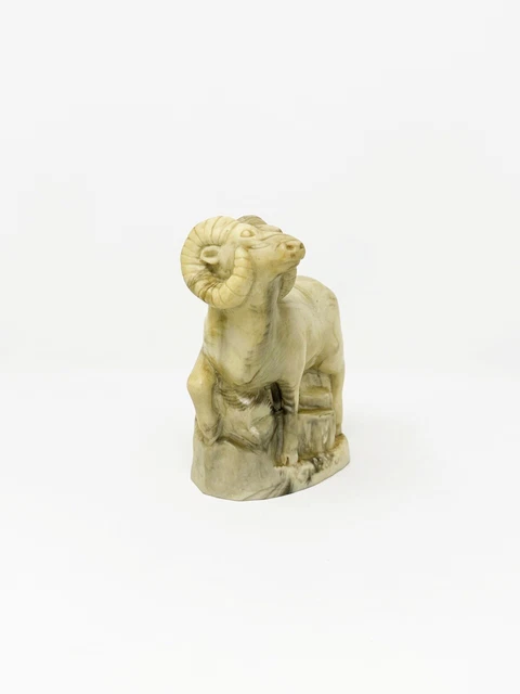 PEARLITE MARBLECRAFT RAM Mountain Goat Sculpture Carved Vintage Made In ...