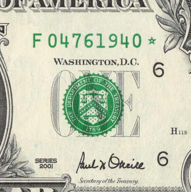 F STAR NOTE One Dollar Bill F04761940* Atlanta Pack Note Print £4.67 ...