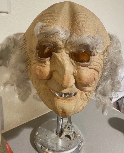 VINTAGE 1971 CESAR Creepy Old Man FULL MASK Rubber Halloween Slaughter ...