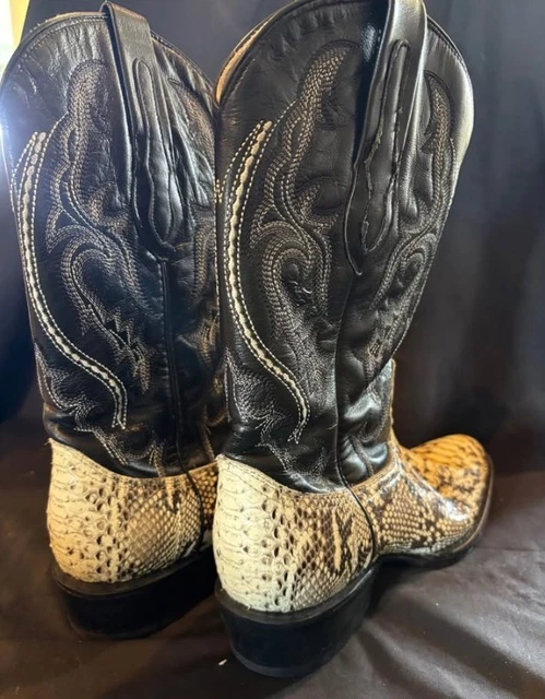 JB DILLON PYTHON Snakeskin Leather Western Boots Square 6.5 D £81.59 ...