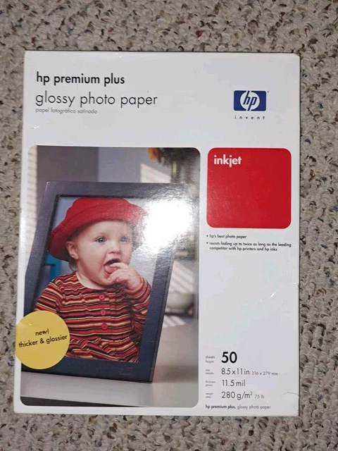 50 SHEETS HP Premium Plus Glossy Photo Paper 8.5 X 11 Inkjet BRAND NEW ...