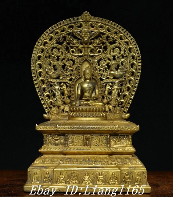 11'' OLD TIBET Buddhism Bronze Gilt Shakyamuni Sakyamuni Amitabha Buddha Statue EUR 355,00 ...