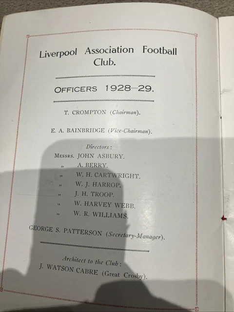 VERY RARE LIVERPOOL FC Programme From 1928 The Opening Of The Completed ...