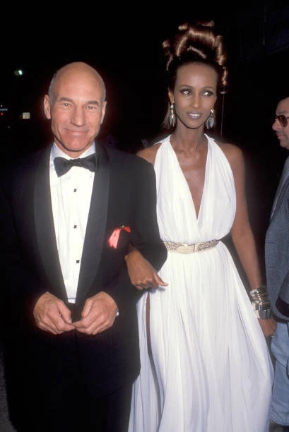 ACTOR PATRICK STEWART model Iman at the 13th CableACE Awards - 1992 Old ...