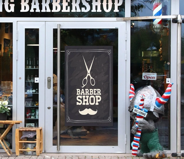 3D MAN HAIR Cut G177 Barber Shop Window Stickers Vinyl Wall Mural ...