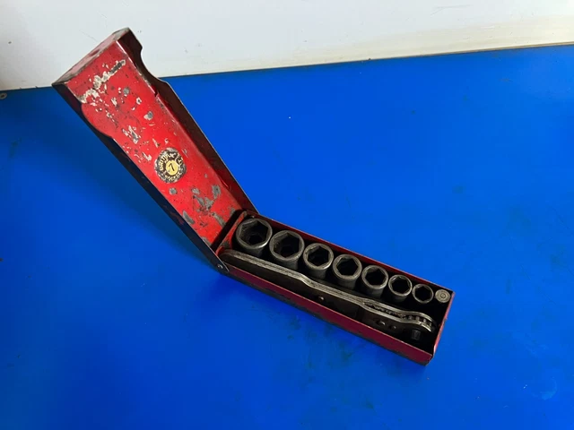 VINTAGE BRITOOL 7 Tool Box Socket Set AF sizes £29.99 - PicClick UK