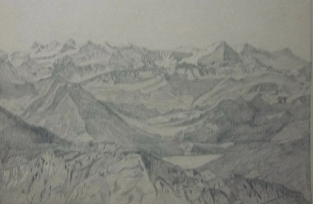 BLEISTIFT ZEICHNUNG BERNER Oberland Pilatus vor 1910 ca. 23 x 19 cm ...