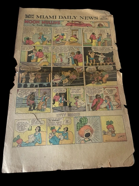 NEWSPAPER COMIC STRIP 1930s Miami Daily News Full 4 Pages Moon Mullins ...