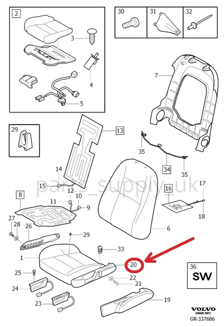 OEM FOR Volvo Xc90 Mk1 Front Seat Right Side Panel 39866792 Genuine £ ...
