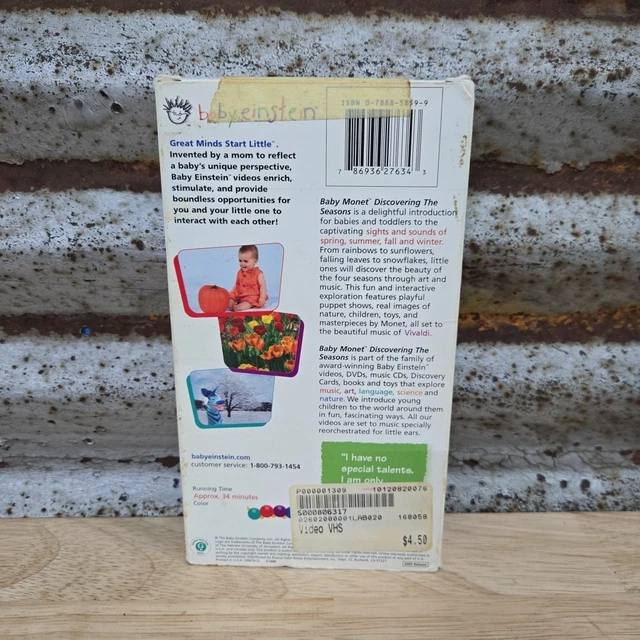 BABY EINSTEIN BABY Monet Discovery The Seasons VHS Tape 2005 Disney ...