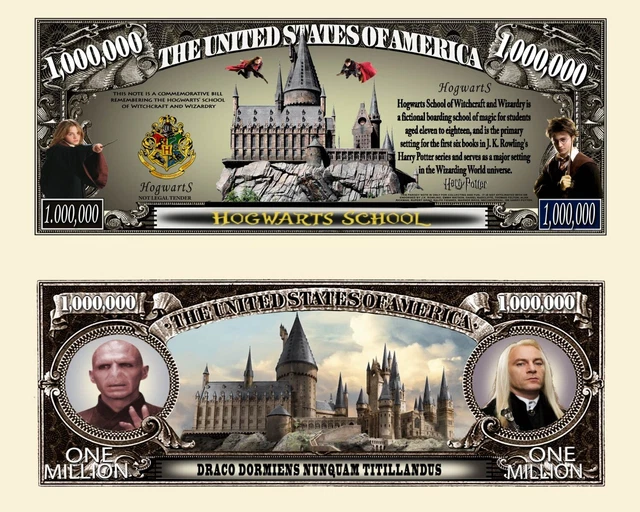 HARRY POTTER HOGWARTS Ticket Million Dollar US Collector School Wizards ...