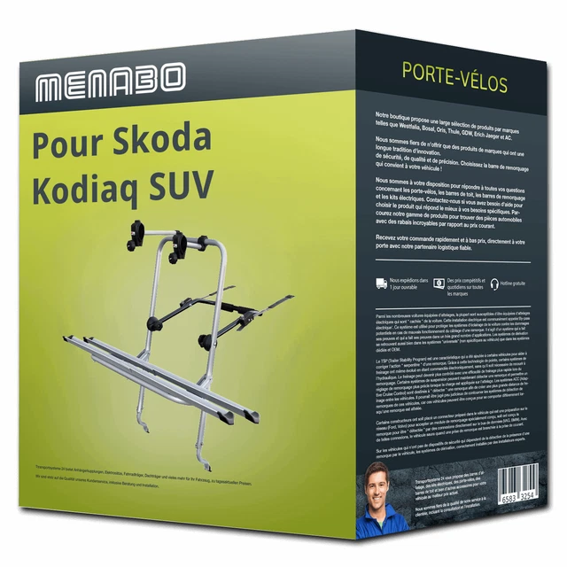 PORTE-VÉLO MENABO LOGIC 2 pour Skoda Kodiaq SUV I type NS7 2 vélos TOP ...
