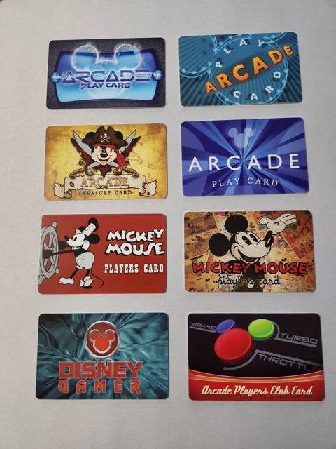 NEW APRIL 2024 Walt Disney World Theme Park Arcade Play Cards 8 Types ...