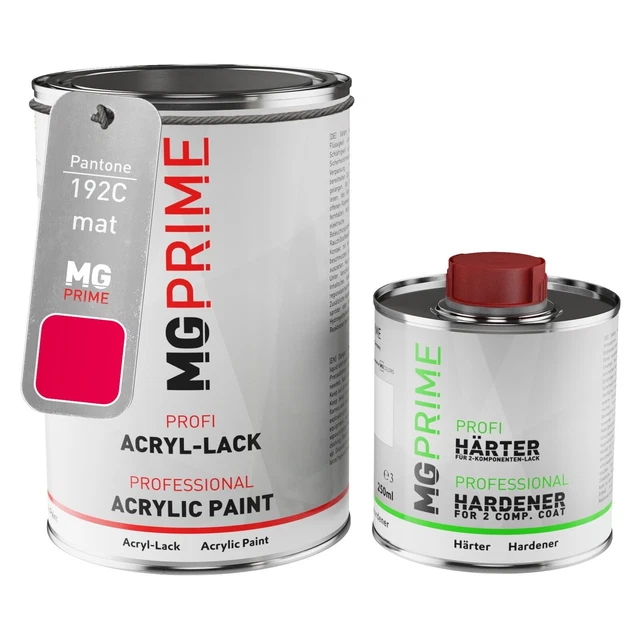PANTONE 192C RED mat peinture acrylique 1,5 Litres 1500 ml durcisseur ...