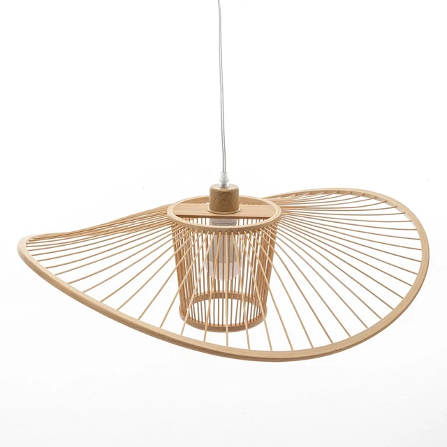NATURAL HAND-WOVEN BAMBOO Wide Brim Pendant Lamp $305.27 - PicClick AU