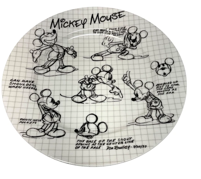 DISNEY SKETCHBOOK MICKEY Mouse 90 Years of Magic Dinner Plate 10.5" $16 ...