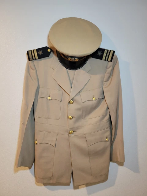 VINTAGE U.S. NAVY Officer Khaki Service Cap And Dress Top And Bottom ...