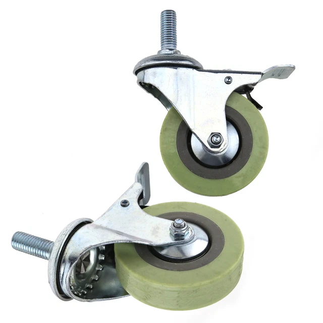 3-INCH DIA RUBBER Wheel M12x30mm Bolt Swivel Universal Caster 2pcs w ...