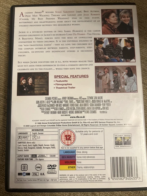 Stepmom Dvd 2012 Julia Roberts Susan Sarandon Ed Harris Dir Cert 12