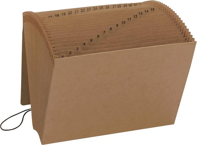 EXPANDING FILE WITH Flap and Cord Closure, 31 Pockets, Daily (1-31 ...