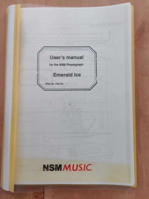 NSM EMERALD ICE ES 5.1 CD wallbox jukebox installation and user manual ...