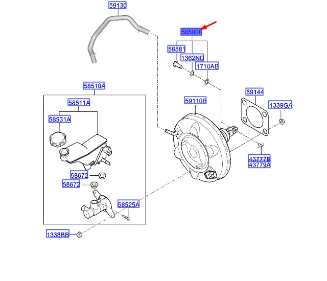 HYUNDAI TUCSON NX4 MK4 Pin booster freno Assy 585803B000 NUOVO ...