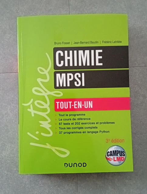CHIMIE MPSI TOUT En Un Dunod 3eme Edition Campus Lmd EUR 27,00 ...