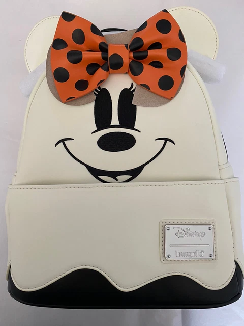 LOUNGEFLY GHOST MINNIE Mouse Disney Halloween Mini Backpack Glows in ...