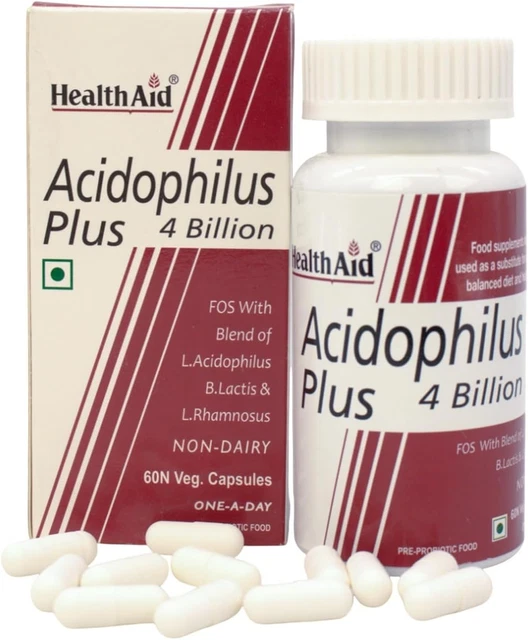 ACIDOPHILUS PLUS 4 Billion Capsules - 60 Count for Enhanced Gut ...