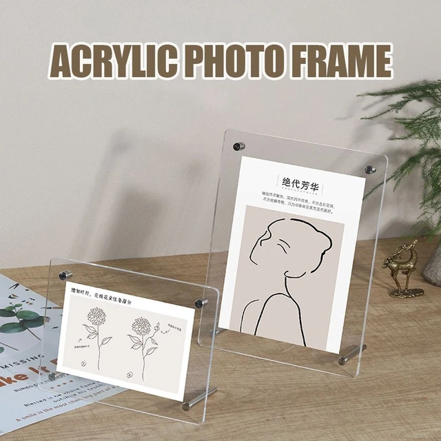 ACRYLIC PHOTO FRAME with Base Card Display Stand New Picture Frame Home ...