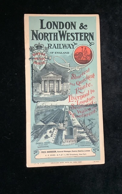 1901 LNWR LONDON Liverpool Passenger Railway Timetable & Map £11.99 ...