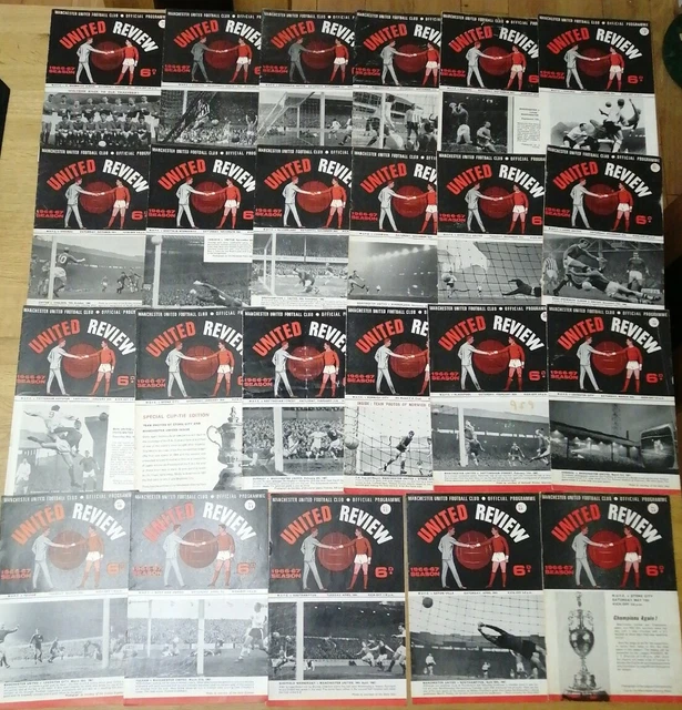 COMPLETE SET OF 1966/67 Manchester United Home Programmes All Listed ...