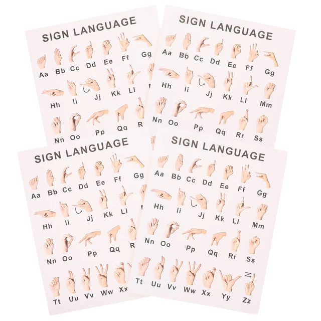 8 SHEETS ALPHABET Chart for Classroom Learning Posters Hand Gesture ...