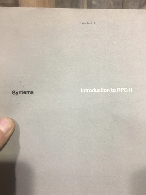 SYSTEMS:INTRODUCTION TO RPG II-Computer and Programming IBM 1972 Manual ...