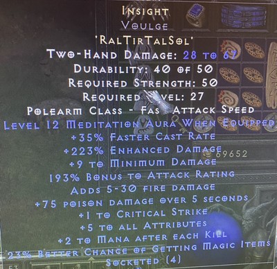DIABLO 2 RESURRECTED D2R: “Insight” Mercenary Weapon Runeword ...