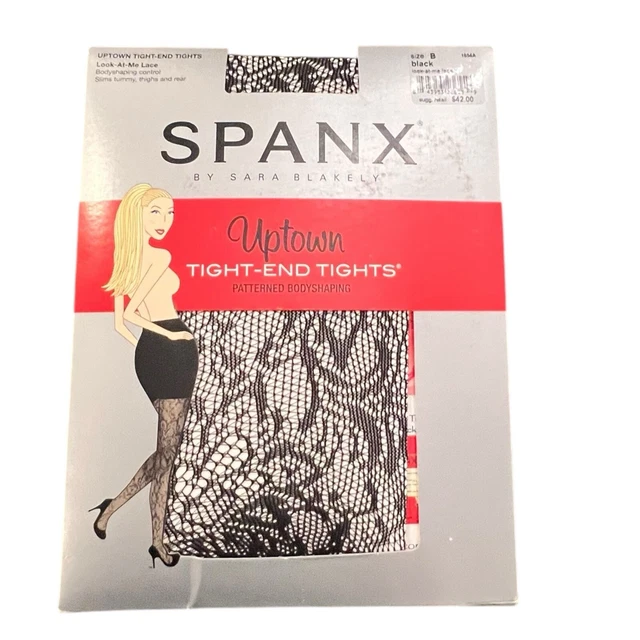 SPANX TIGHT-END TIGHTS Lace Stripe Patterned Body Shaping Black Size A ...