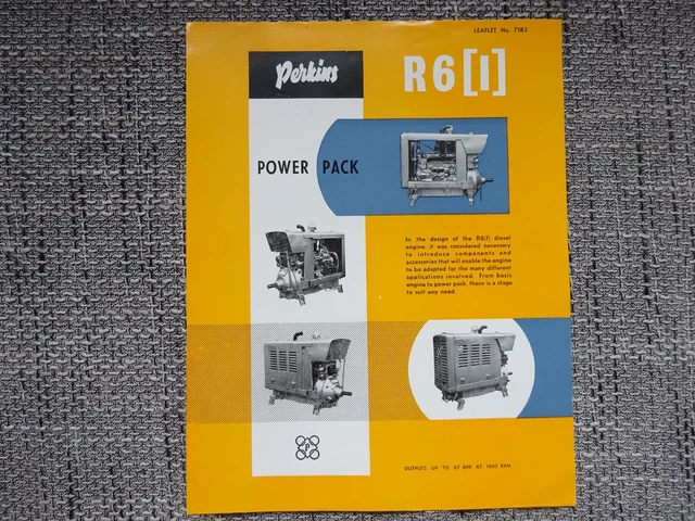 PERKINS R6 DIESEL Engine Prospekt Sheet Brochure 1957 English selten ...